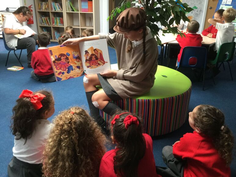 Story time in the KS1 library - News Blog - Flamstead End School